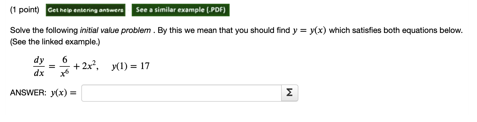 Solved (1 point) Get help entering answers See a similar | Chegg.com