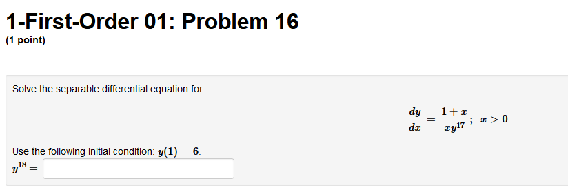 Solved 1-First-Order 01: Problem 16 (1 point) Solve the | Chegg.com