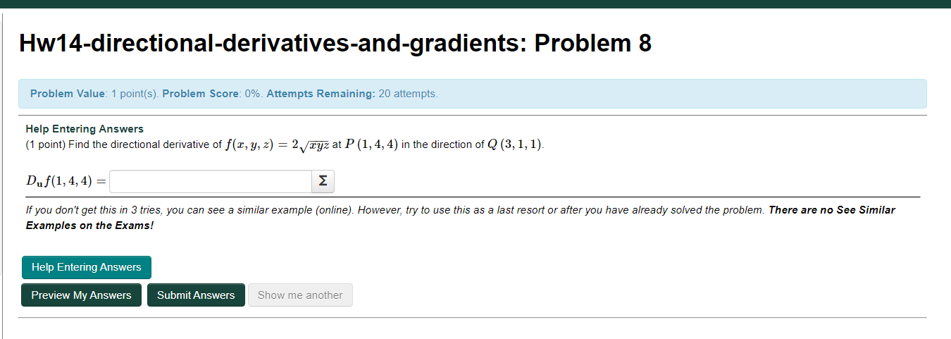 Solved Help Entering Answers (1 point) Find the directional | Chegg.com