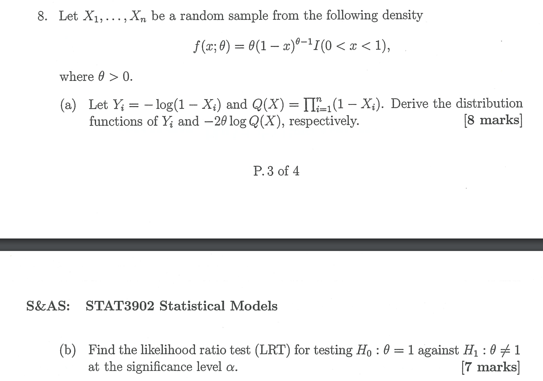 Solved Let X1,…,Xn be a random sample from the following | Chegg.com