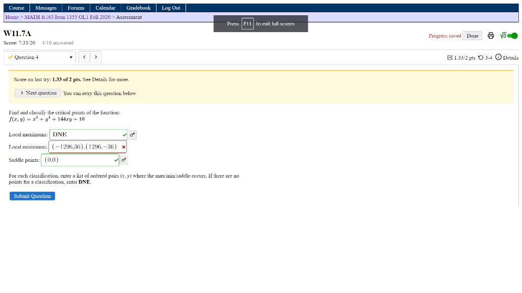 Solved Course Messages Forums Calendar Gradebook Log Out | Chegg.com