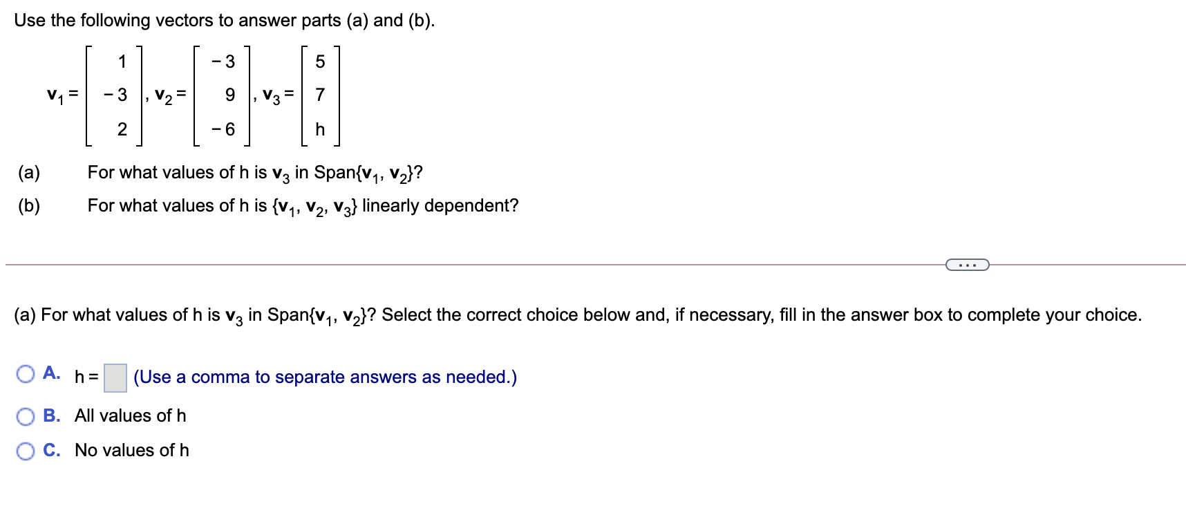 Solved Use the following vectors to answer parts (a) and | Chegg.com