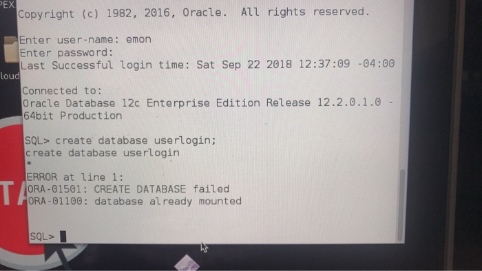Solved Why this create databases userid ; statements it’s | Chegg.com