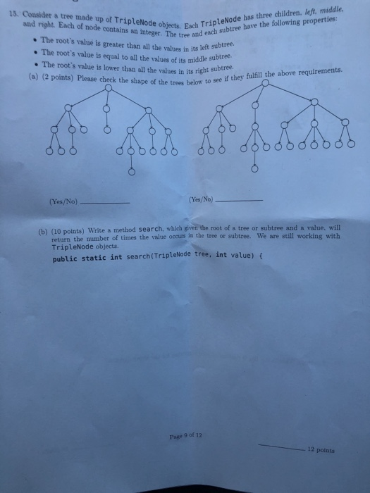Solved 18. Consider a tree made up of TripleNode Tripb an | Chegg.com