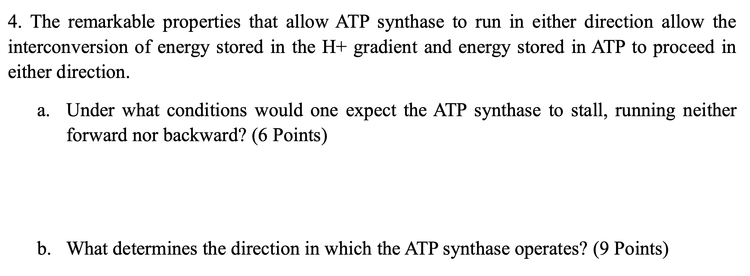Solved 4. The remarkable properties that allow ATP synthase | Chegg.com