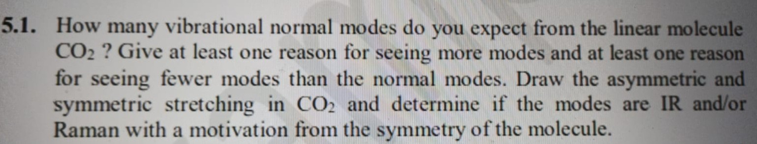 Solved 5.1. ﻿How many vibrational normal modes do you expect | Chegg.com