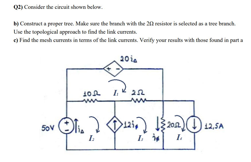 Q2) Consider the circuit shown below. b) Construct a | Chegg.com