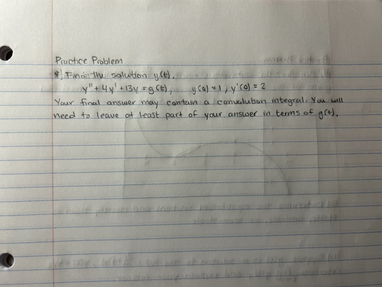 Solved Pructice Problem *) Find the solution y(t). | Chegg.com