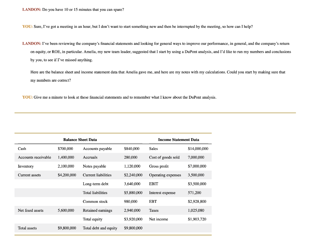 Solved LANDON: Do you have 10 or 15 minutes that you can | Chegg.com