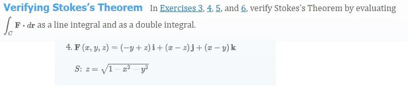 Solved Verifying Stokes's Theorem In Exercises 3, 4, 5, and | Chegg.com