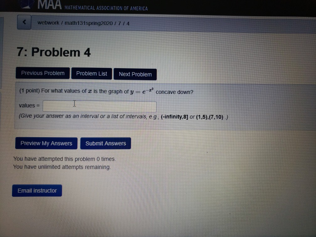 Solved MAA MATHEMATICAL ASSOCIATION OF AMERICA webwork / | Chegg.com