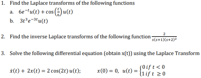Solved 1. Find the Laplace transforms of the following | Chegg.com