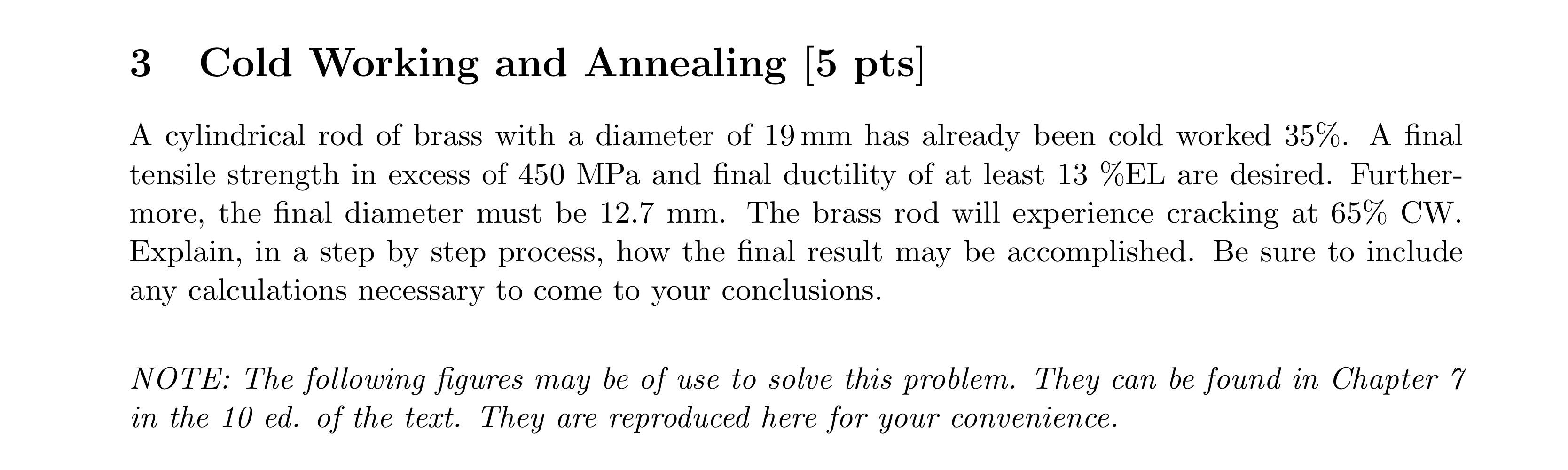Solved 3 Cold Working and Annealing [5 pts] A cylindrical | Chegg.com