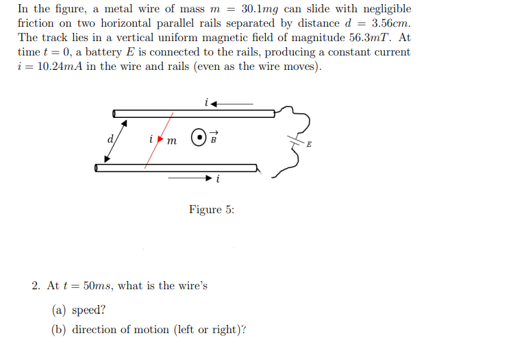Solved In the figure, a metal wire of mass m 30.1mg can | Chegg.com