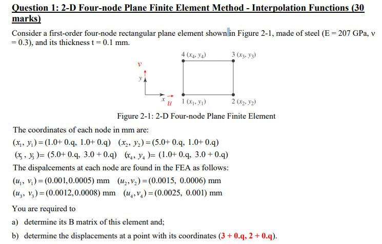 our-node Plane Finite Element Mletho marks Consider a | Chegg.com