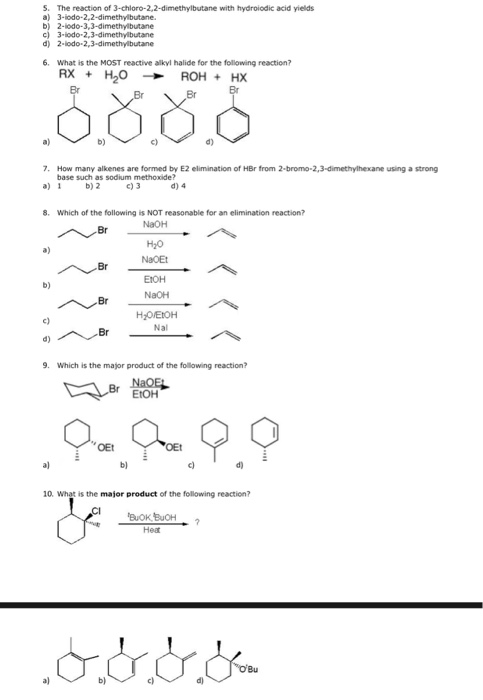 Solved S. The reaction of 3-chloro-2,2-dimethylbutane with | Chegg.com
