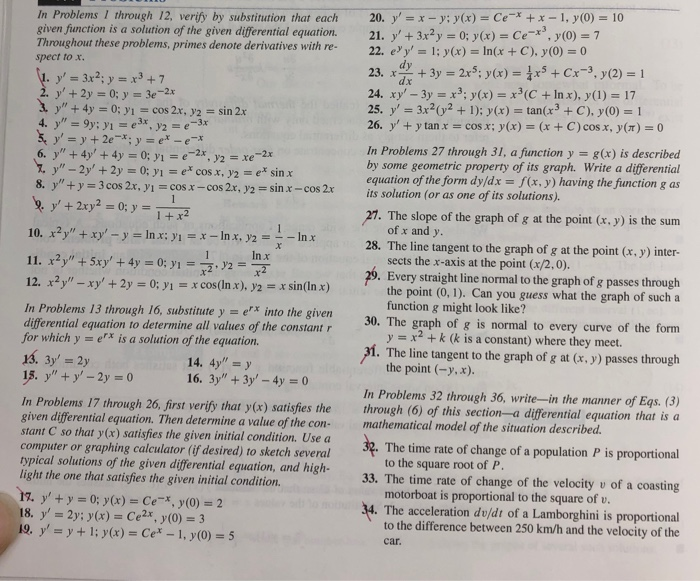 Solved In Problems I through 12, verify by substitution that | Chegg.com