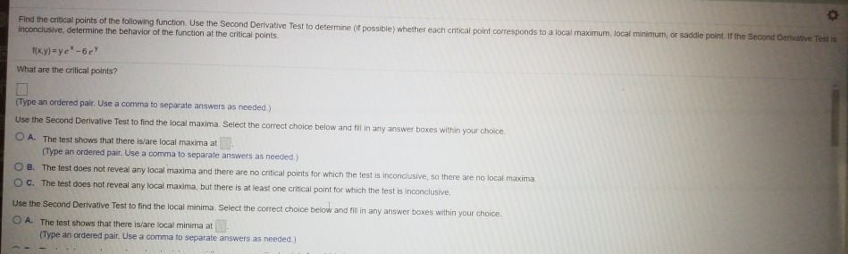 Solved Find the critical points of the following function. | Chegg.com
