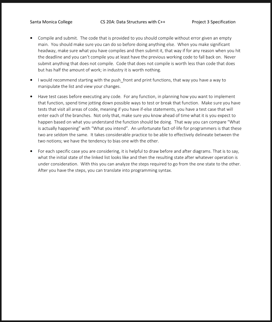 Solved Santa Monica College CS 20A: Data Structures with C++ | Chegg.com