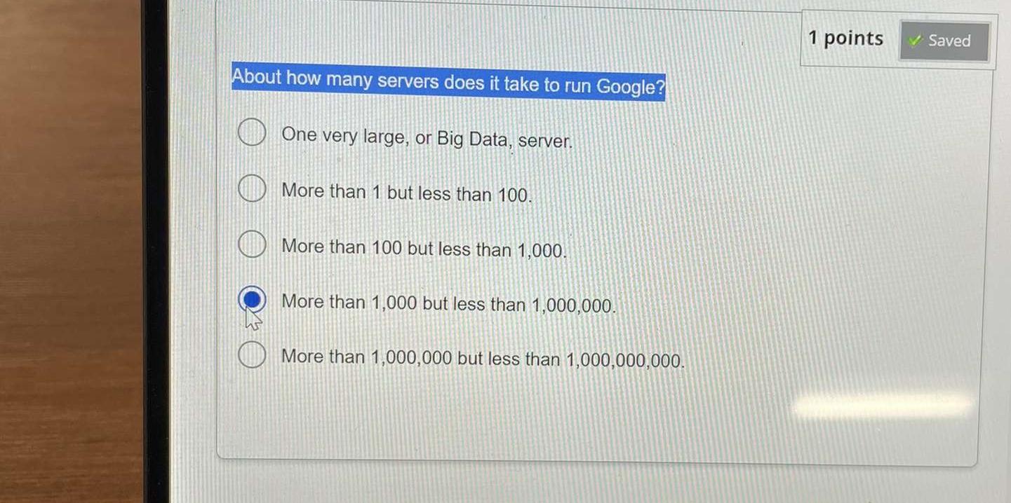 Solved 1 points Saved About how many servers does it take | Chegg.com