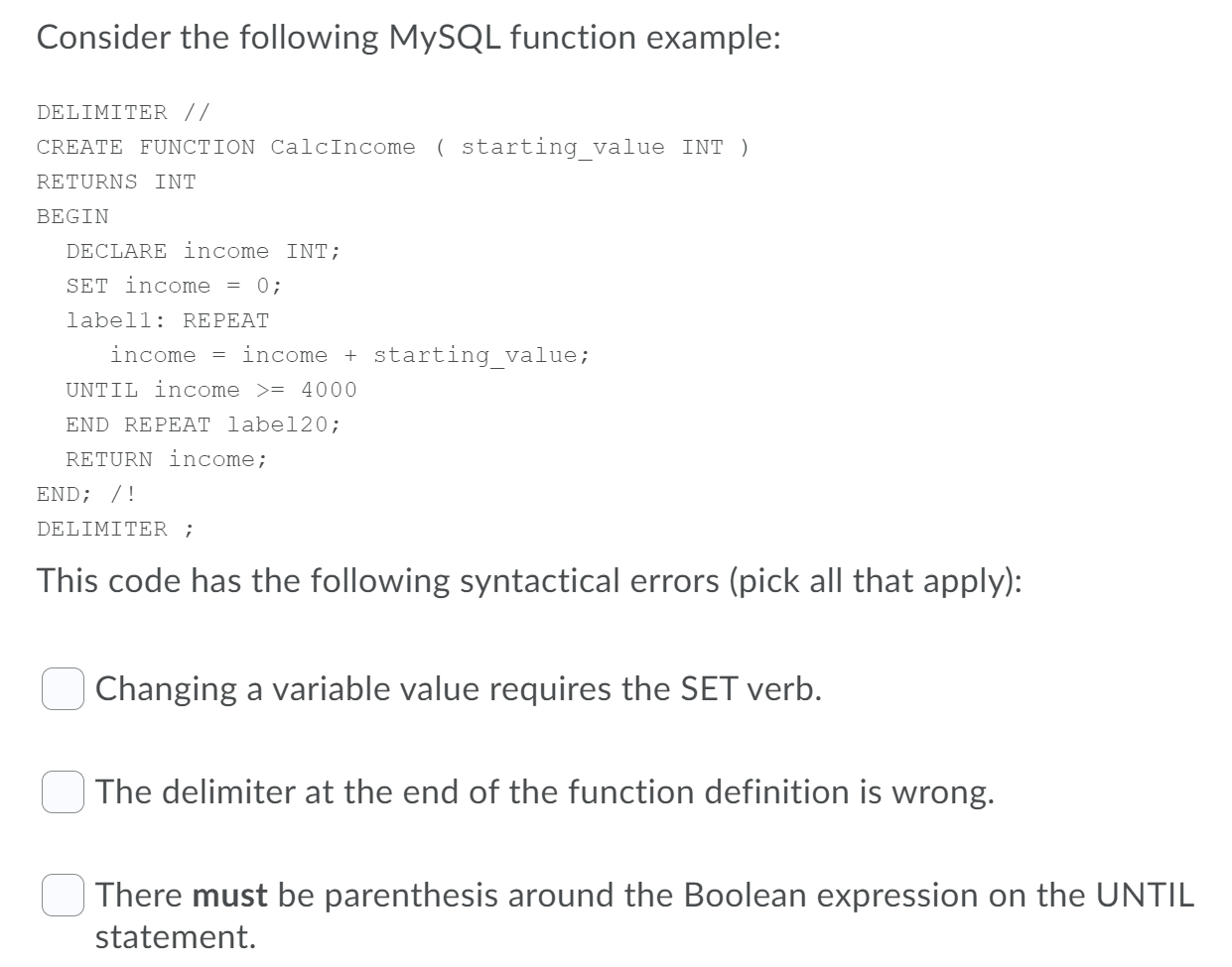 Solved We can say the following about the MySQL ENUM feature | Chegg.com