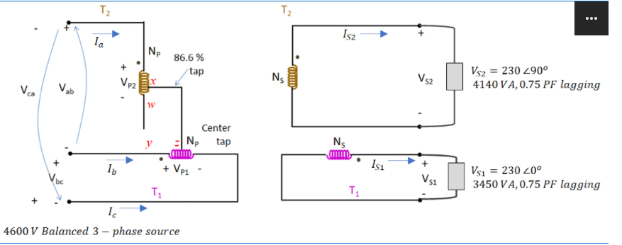 Solved Using a Scott-T connection, two identical and ideal | Chegg.com