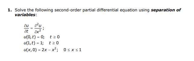 Solved 1. Solve the following second-order partial | Chegg.com