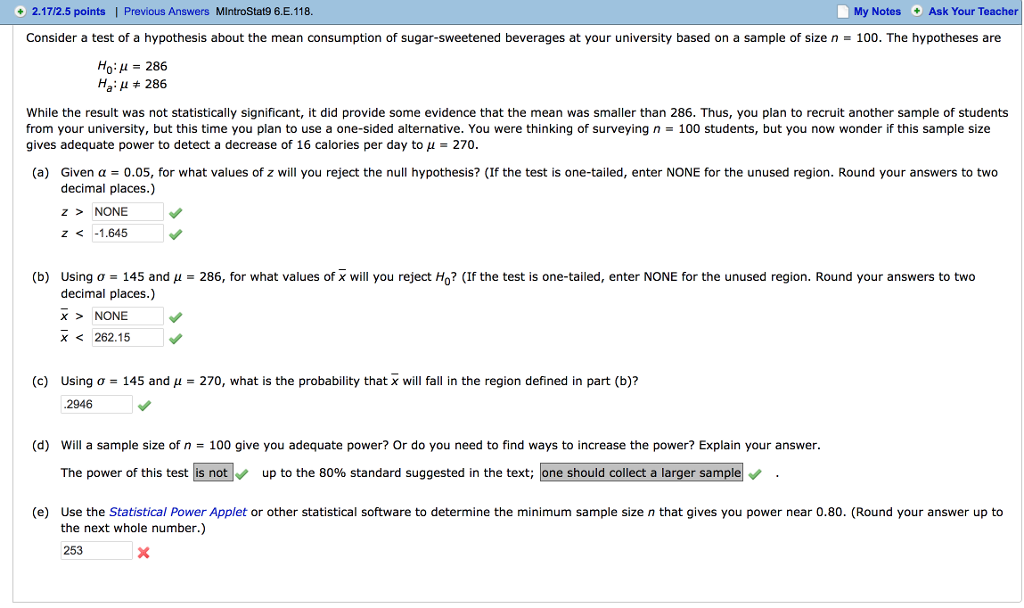 Solved Part (e) Use the Statistical Power Applet or | Chegg.com