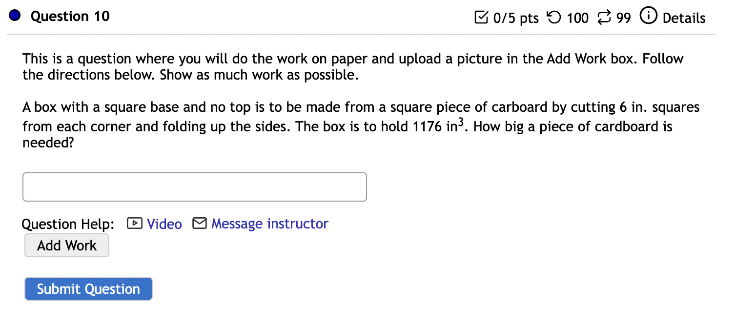 Solved This is a question where you will do the work on | Chegg.com