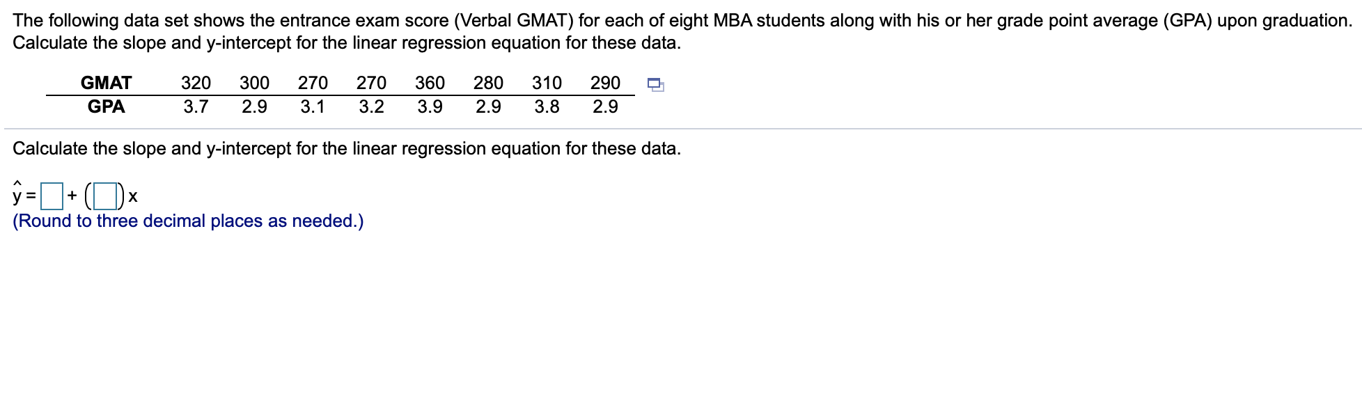 Solved The following data set shows the entrance exam score | Chegg.com