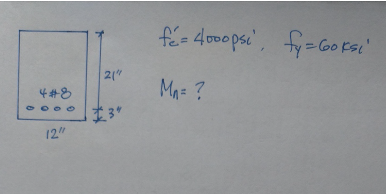 Solved fé = 400opsi', fy= Goksi 21" 4#8 Ma= ? #3" 12" | Chegg.com