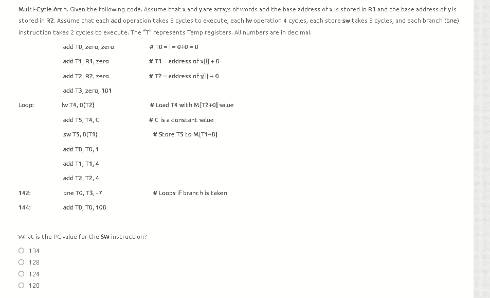 Solved Multi-Cycle Arch. Given the following code. Assume | Chegg.com