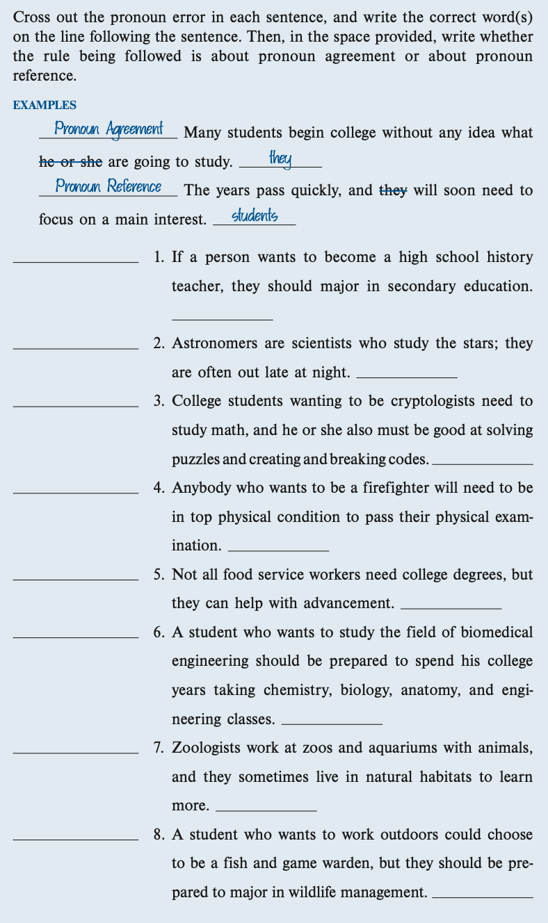 Cross out the pronoun error in each sentence, and | Chegg.com
