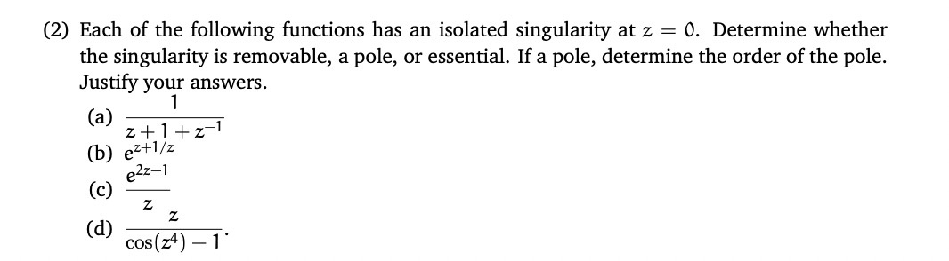 Solved (2) ﻿Each of the following functions has an isolated | Chegg.com