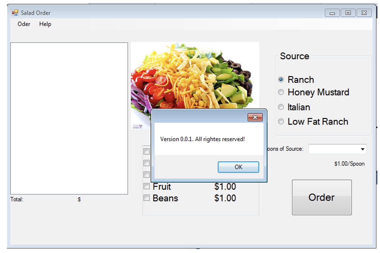 Solved This is a simple version of salad ordering software. | Chegg.com