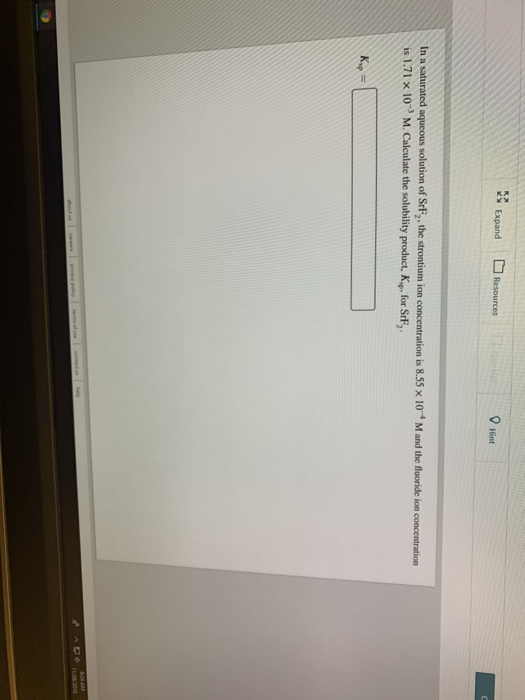Solved o Expand | Resources Hint In a saturated aqucous | Chegg.com