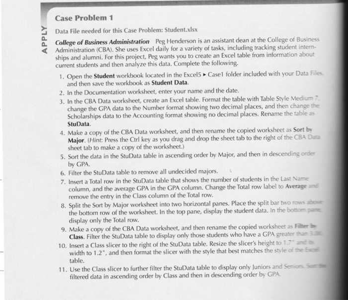 (Solved) : Case Problem 1 Data File Needed Case Problem Studentxlsx College Business ...