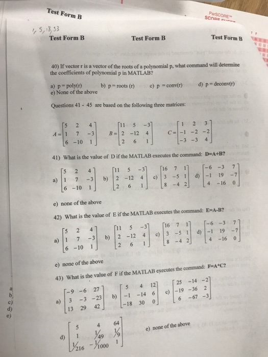 Solved Test For m B Test Form B Test Form B Test Form B 40) | Chegg.com