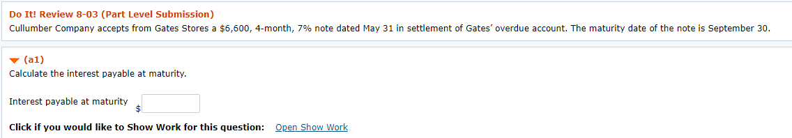Solved Do It! Review 8-03 (Part Level Submission) Cullumber | Chegg.com