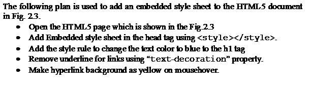 Solved Add an embedded style sheet to the HTML5 document in | Chegg.com