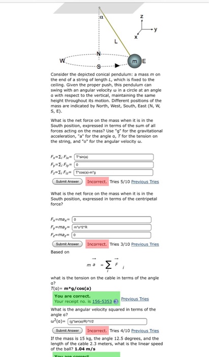 Solved :α Consider the depicted conical pendulum: a mass m | Chegg.com