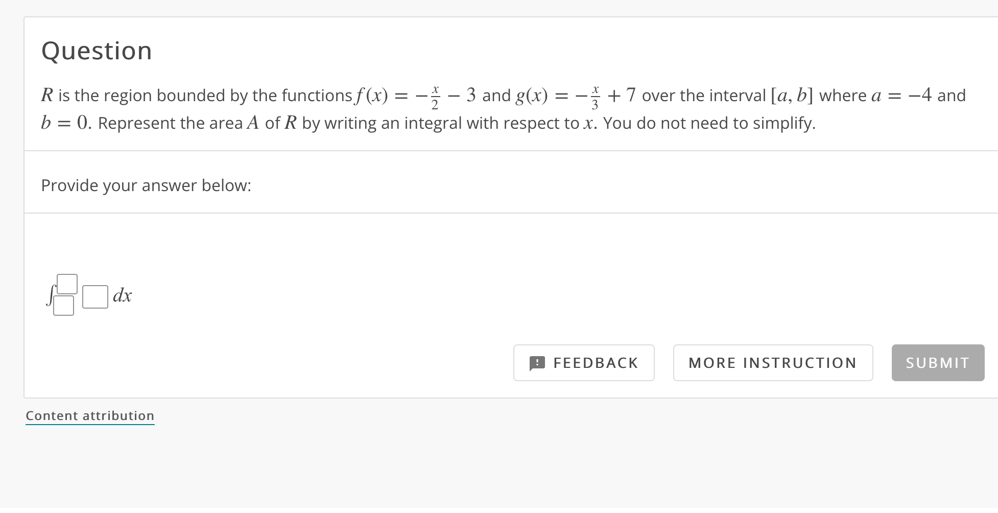 Solved R is the region bounded by the functions f(x)=−x2−3 | Chegg.com