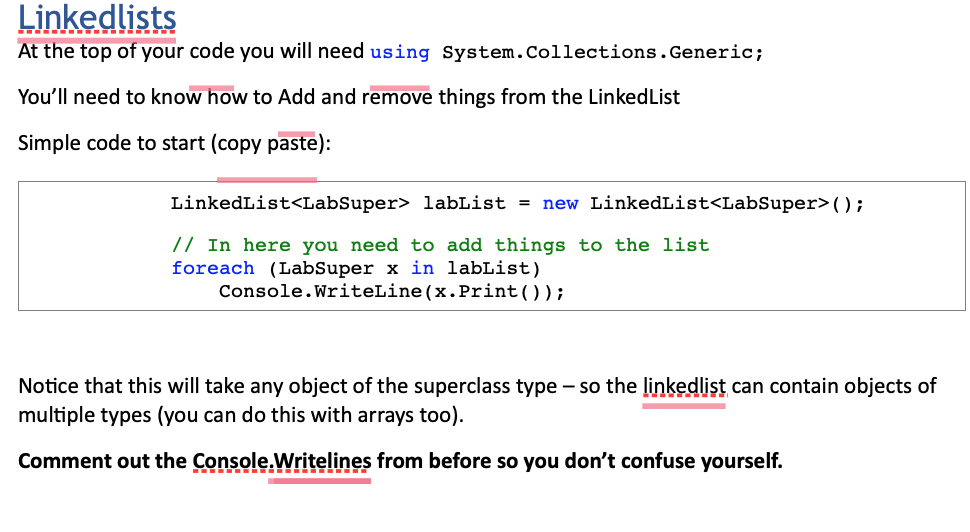 Solved Linkedlists At the top of your code you will need | Chegg.com