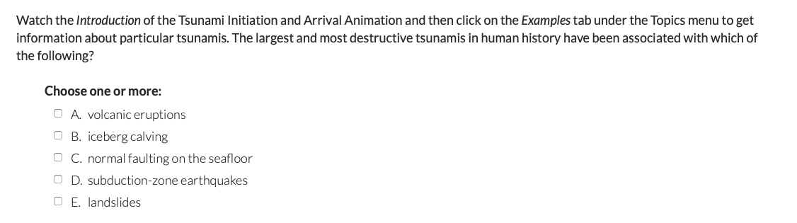 Solved Watch the Introduction of the Tsunami Initiation and | Chegg.com