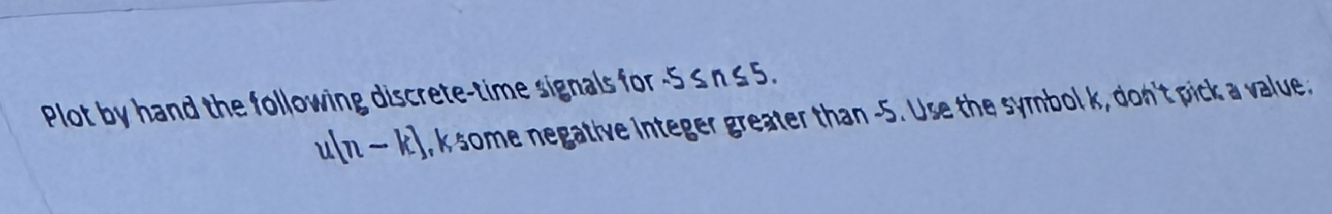 Solved Plot by hand the following discrete-time signals for | Chegg.com