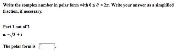 Solved Write the complex number in polar form with 0 ≤ θ | Chegg.com