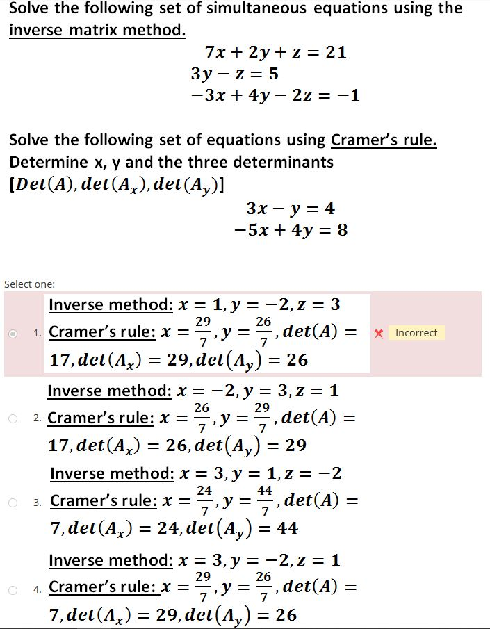 Solving Simultaneous Equations Using Matrix Inverse Method Tessshebaylo