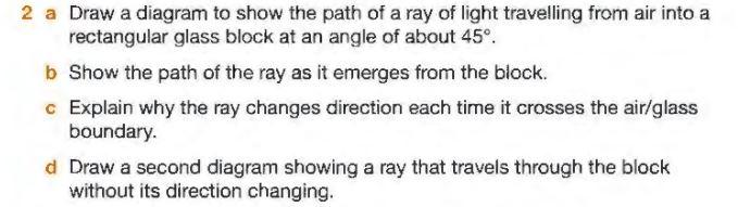 Solved 2 a Draw a diagram to show the path of a ray of light | Chegg.com