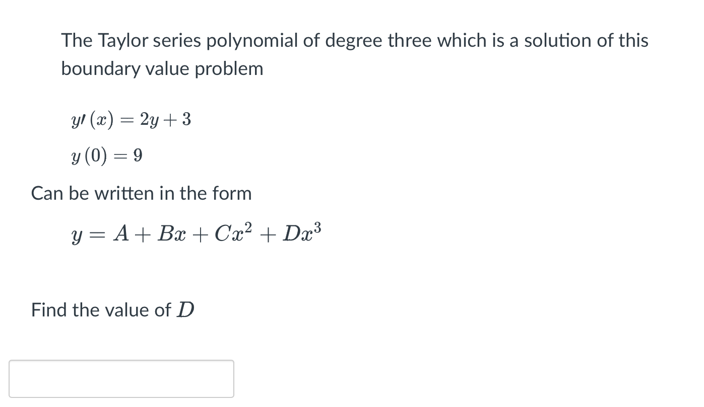 Solved The Taylor series polynomial of degree three which is | Chegg.com