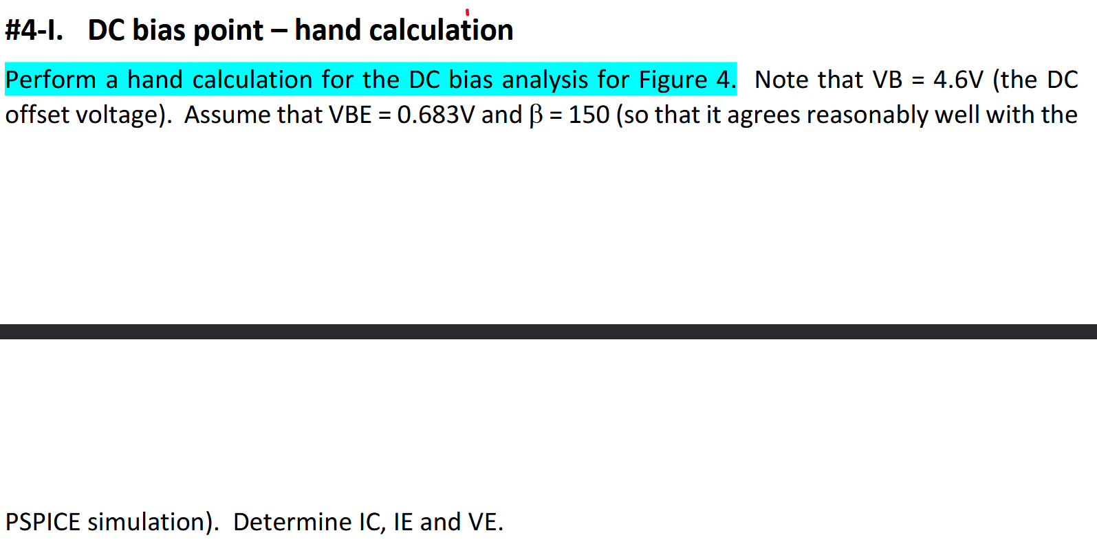 Solved #4-I. DC ﻿bias point - ﻿hand calculationPerform a | Chegg.com